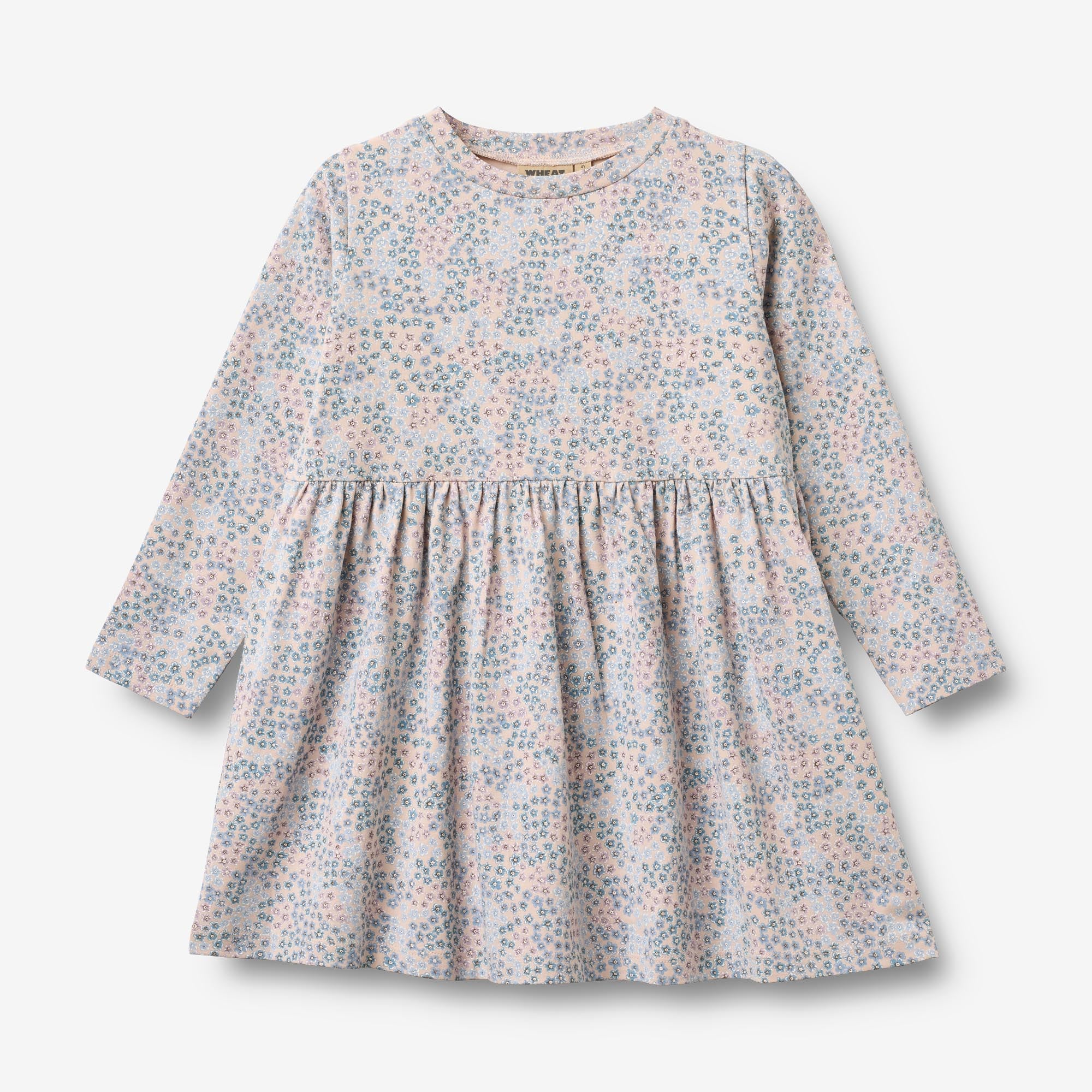 Jersey Dress L/S Sessa - powder blue flowers – Wheat.eu